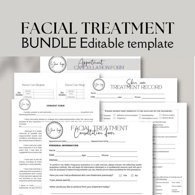 Editable and Printable Facial Treatment Forms, Beauty Salon Forms ...