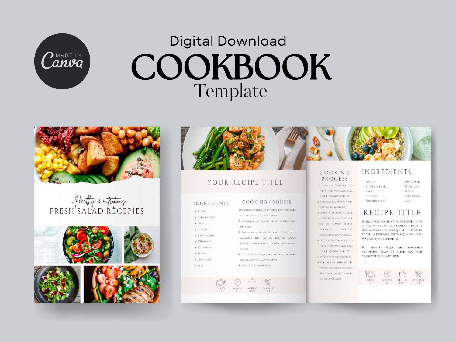 Editable and Printable Cookbook Template, Recipe Book Template ...