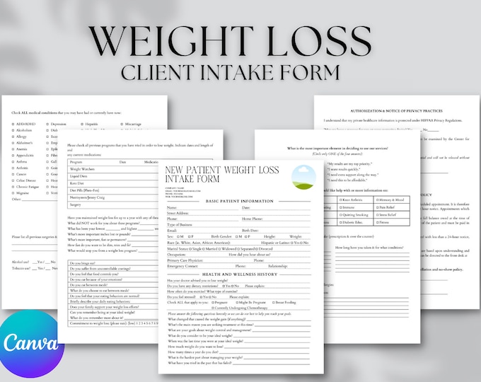 Editable New Patient Weight Loss Intake Form Template, Weight Loss ...