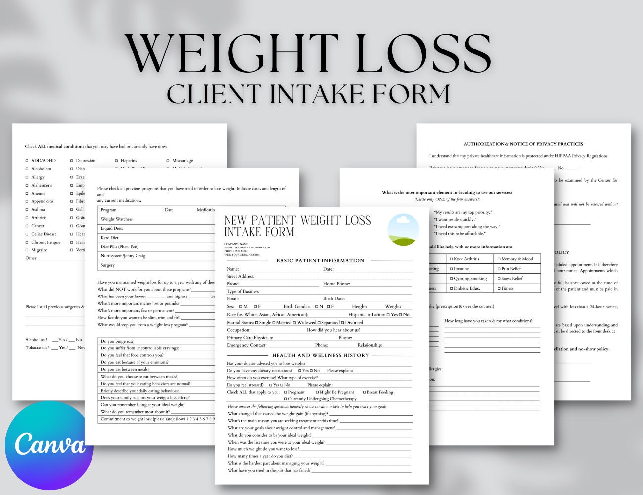 Editable New Patient Weight Loss Intake Form Template Weight Etsy Editable New Patient Weight Loss Intake Form Template Weight Etsy
