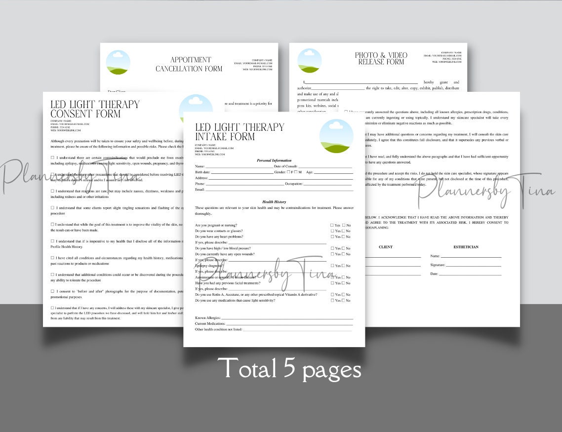 Editable LED Light Therapy Bundle Form Template, LED Light Emitting ...