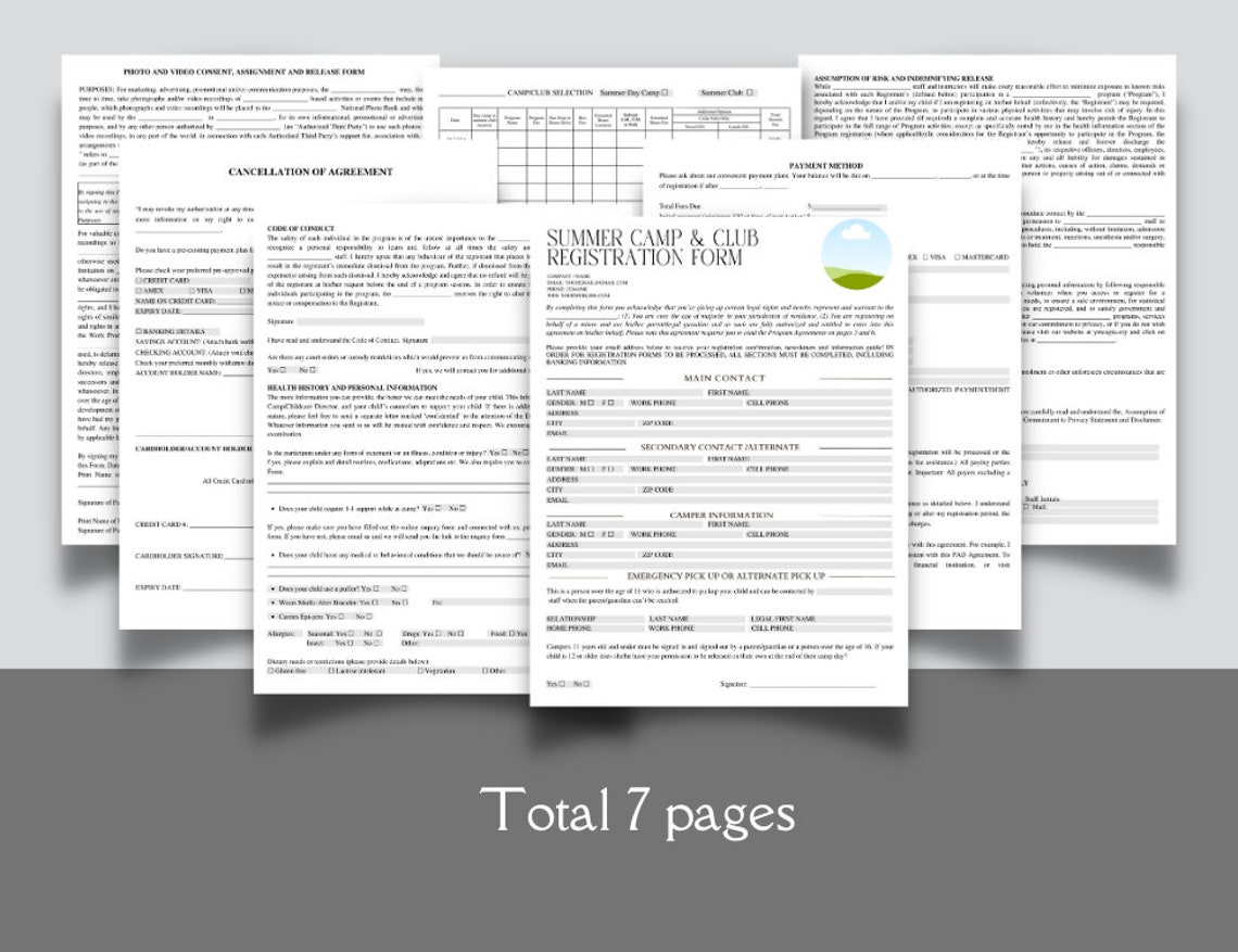 Editable and Printable Summer Camp Registration Form Template, Canva ...