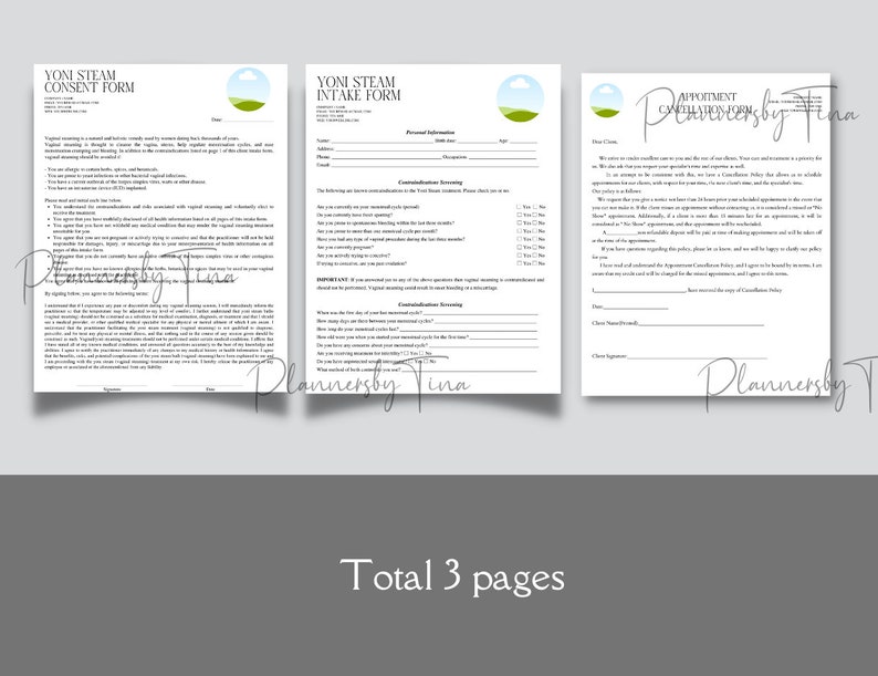 Editable and Printable Yodi Steam Consent Forms, Yodi Client Intake ...