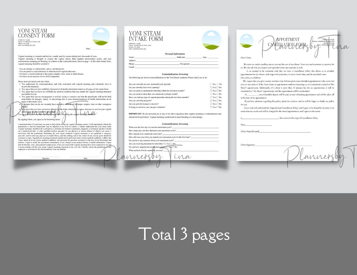Editable and Printable Yodi Steam Consent Forms, Yodi Client Intake ...