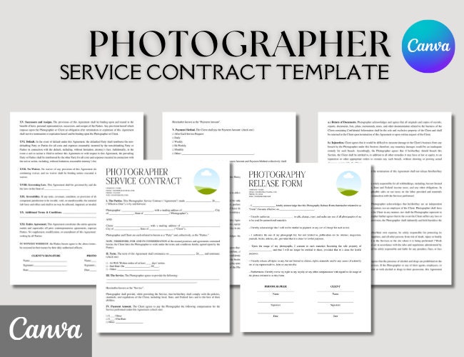 Editable Photography Service Contract Template, Photographer Service ...