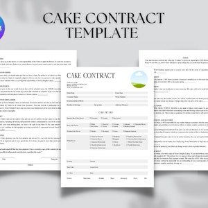 Editable and Printable Cake Contract Template, Cake Forms, Bakery ...