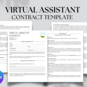 Editable and Printable Virtual Assistant Contract Template, Client ...