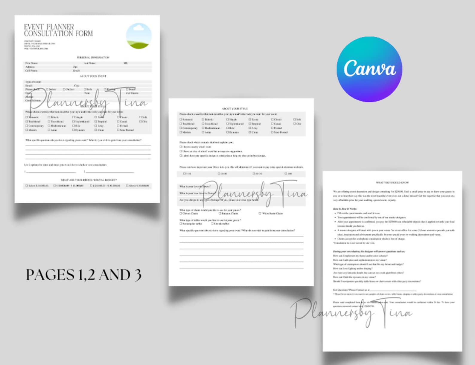 Editable and Printable Event Planner Consultation Form Template, Event ...