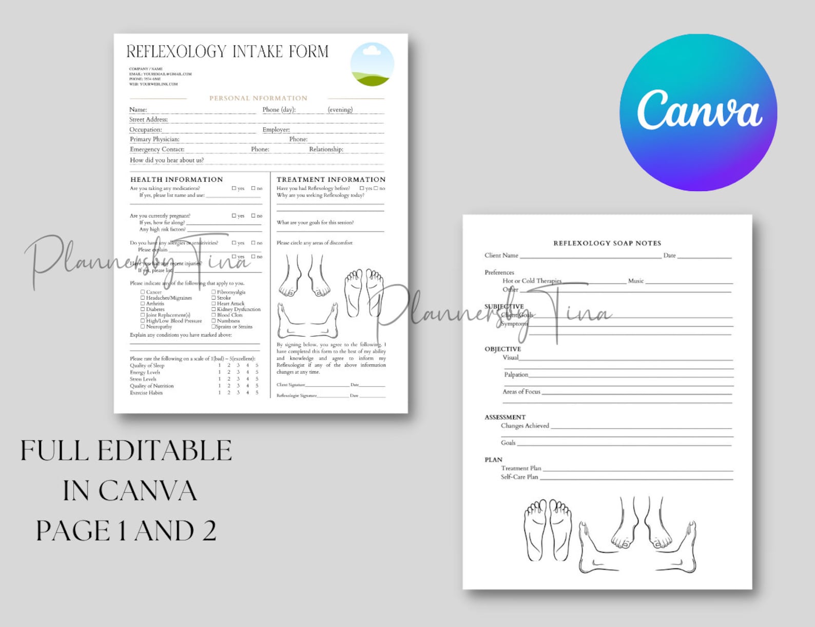 Editable and Printable Reflexology Client Form Template, Reflexology ...