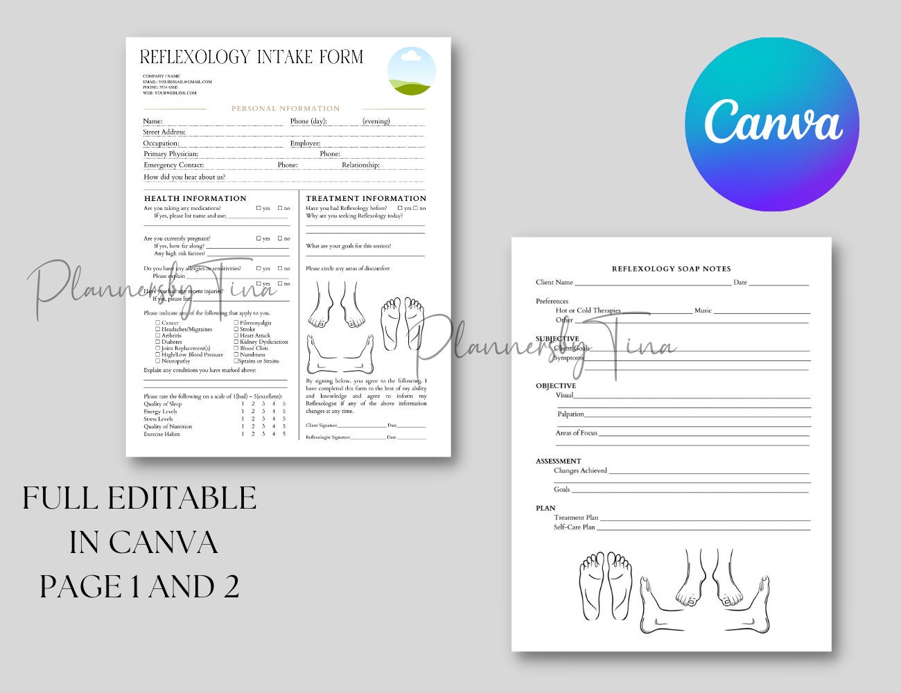 Editable and Printable Reflexology Client Form Template, Reflexology ...