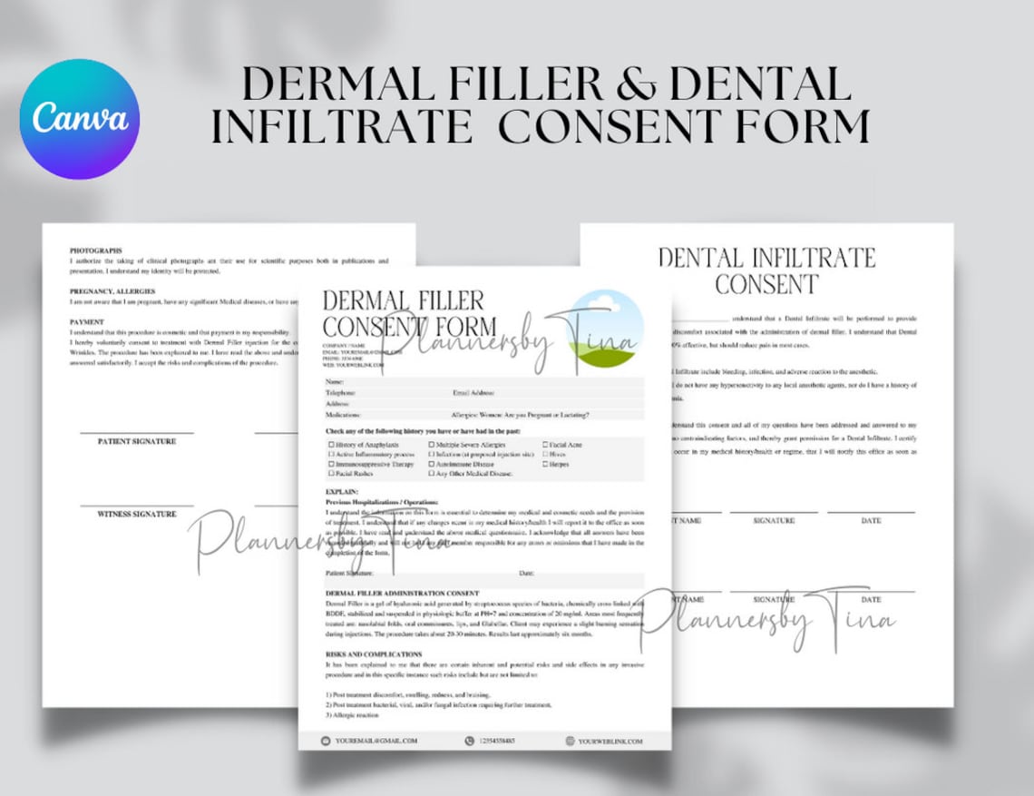 Editable and Printable Dermal Filler and Dental Infiltrate Consent Form ...