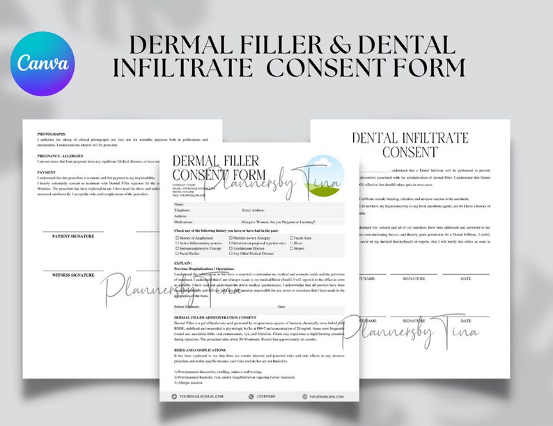 Editable and Printable Dermal Filler and Dental Infiltrate Consent Form ...