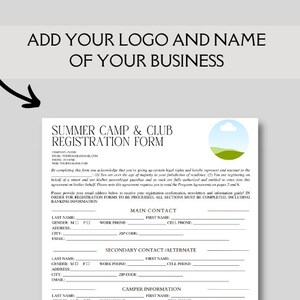 Editable and Printable Summer Camp Registration Form Template, Canva ...