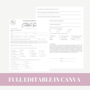 Editable and Printable Hair Color Consultation Form Template, Hair ...