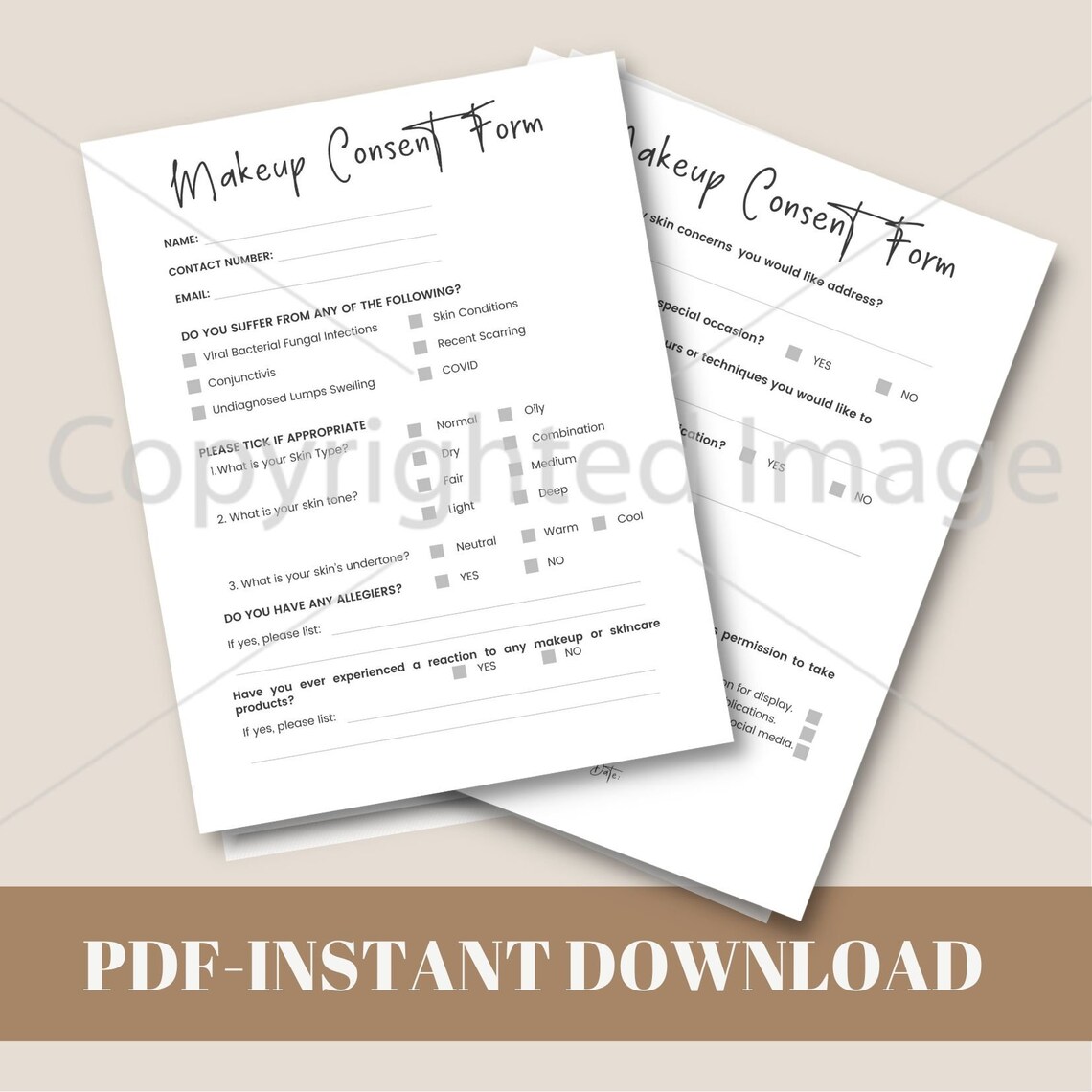 Editable and Printable Makeup Consent Form, Makeup Consultation Form ...