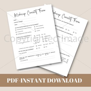Editable and Printable Makeup Consent Form, Makeup Consultation Form ...