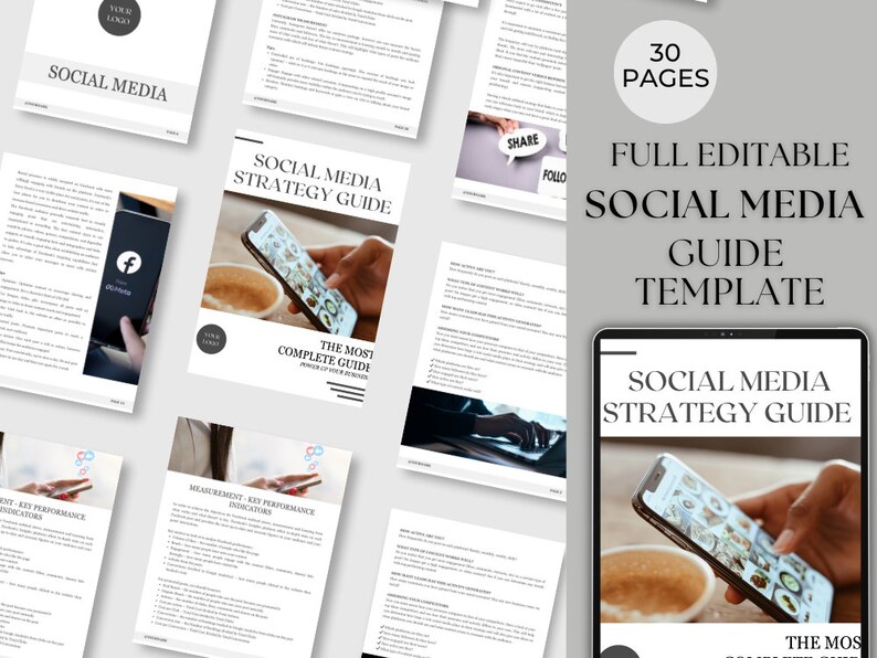 Editable and Printable Social Media Strategy Complete Guide Plus Social ...