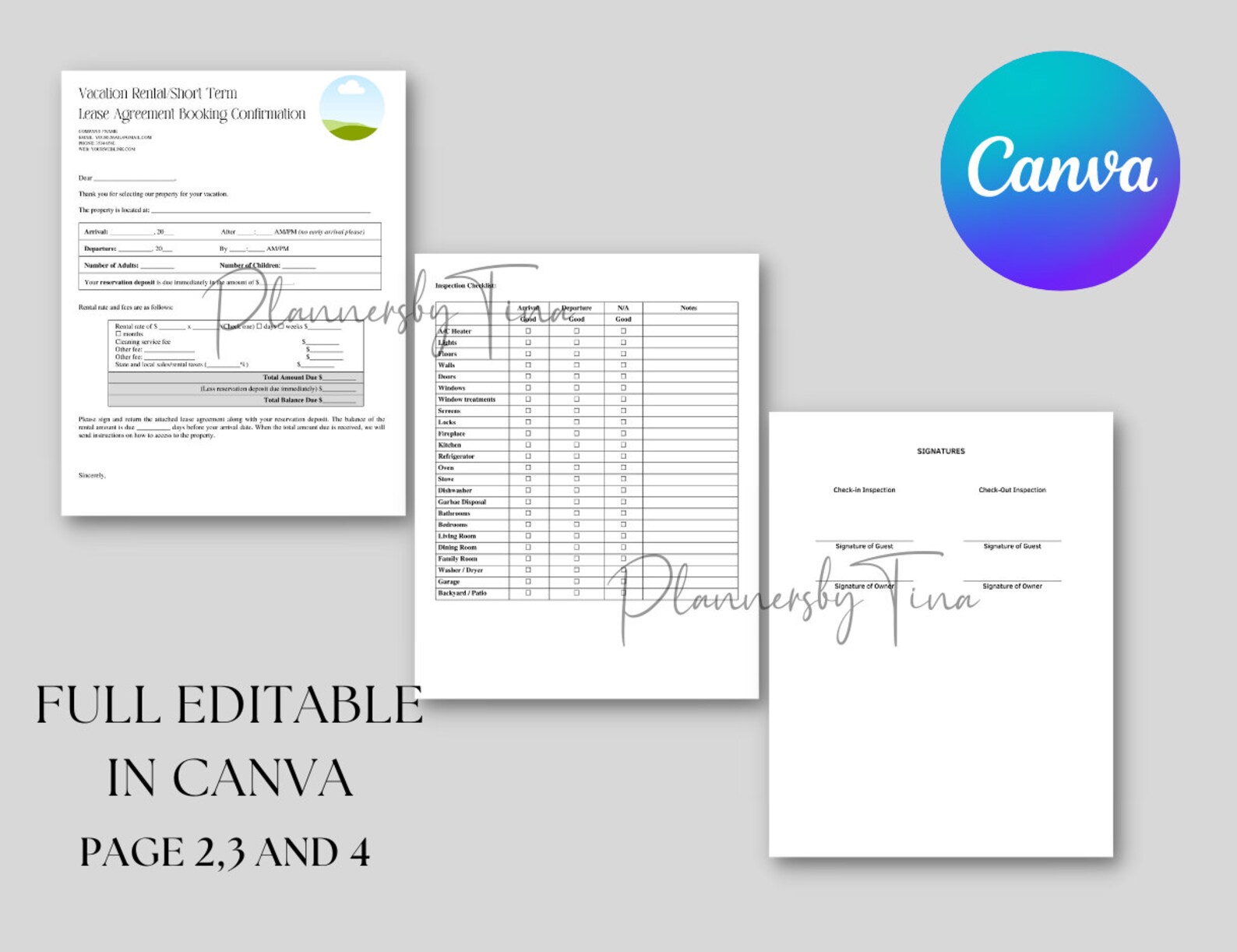 Editable and Printable Vacation Rental Short Booking Confirmation and ...