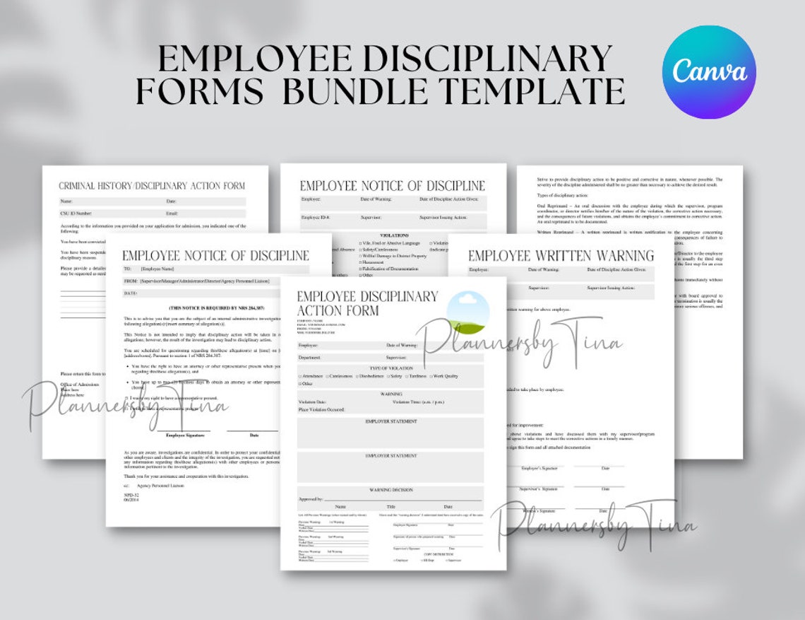 Editable and Printable Employee Disciplinary Action Bundle Forms ...
