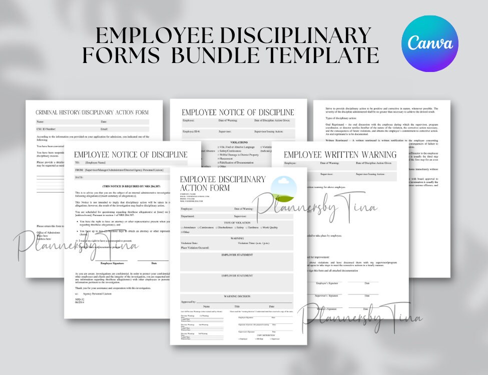 Editable and Printable Employee Disciplinary Action Bundle Forms ...