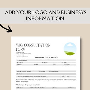 Editable and Printable Wig Consultation Form Template, Wigs Client Form ...