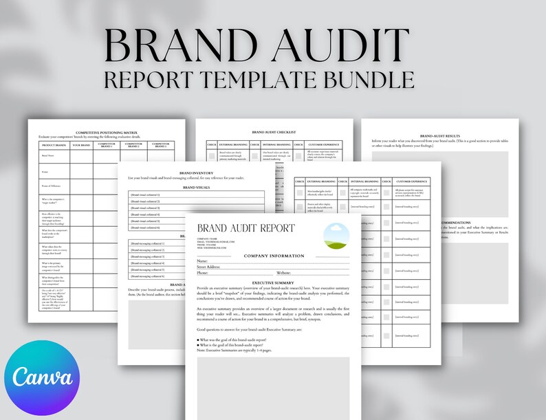Editable and Printable Brand Audit Report Bundle Form Template, Brand ...