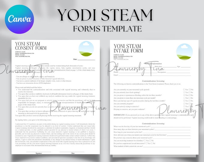Editable and Printable Yodi Steam Consent Forms, Yodi Client Intake ...