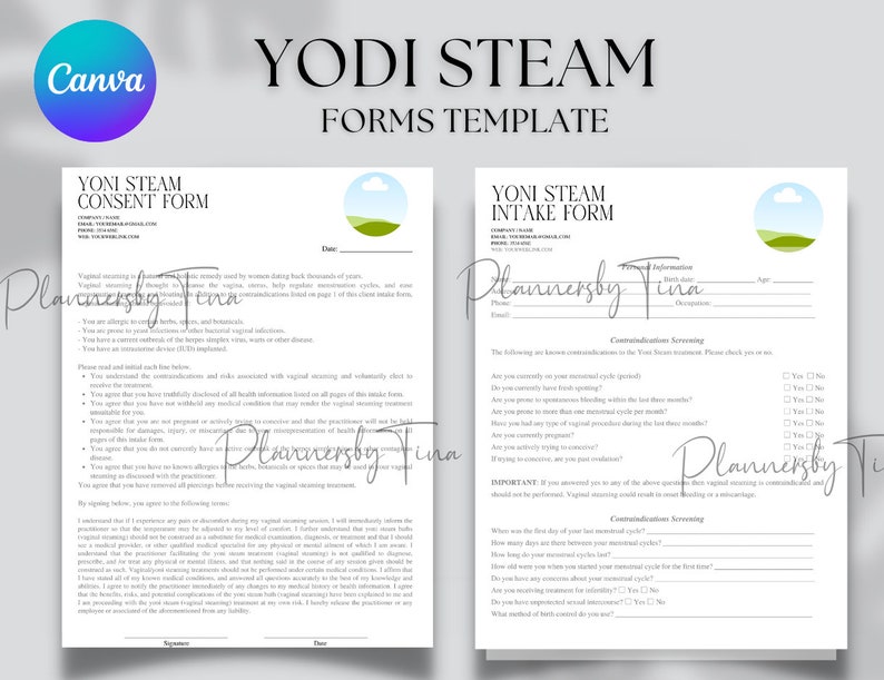 Editable and Printable Yodi Steam Consent Forms, Yodi Client Intake ...