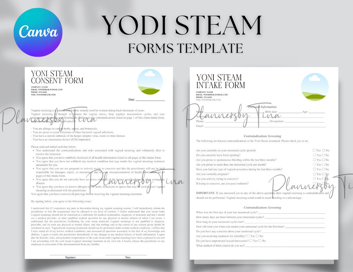 Editable and Printable Yodi Steam Consent Forms, Yodi Client Intake ...