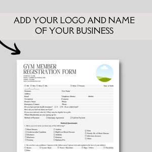 Editable and Printable Gym Member Registration Form Form, New Gym ...