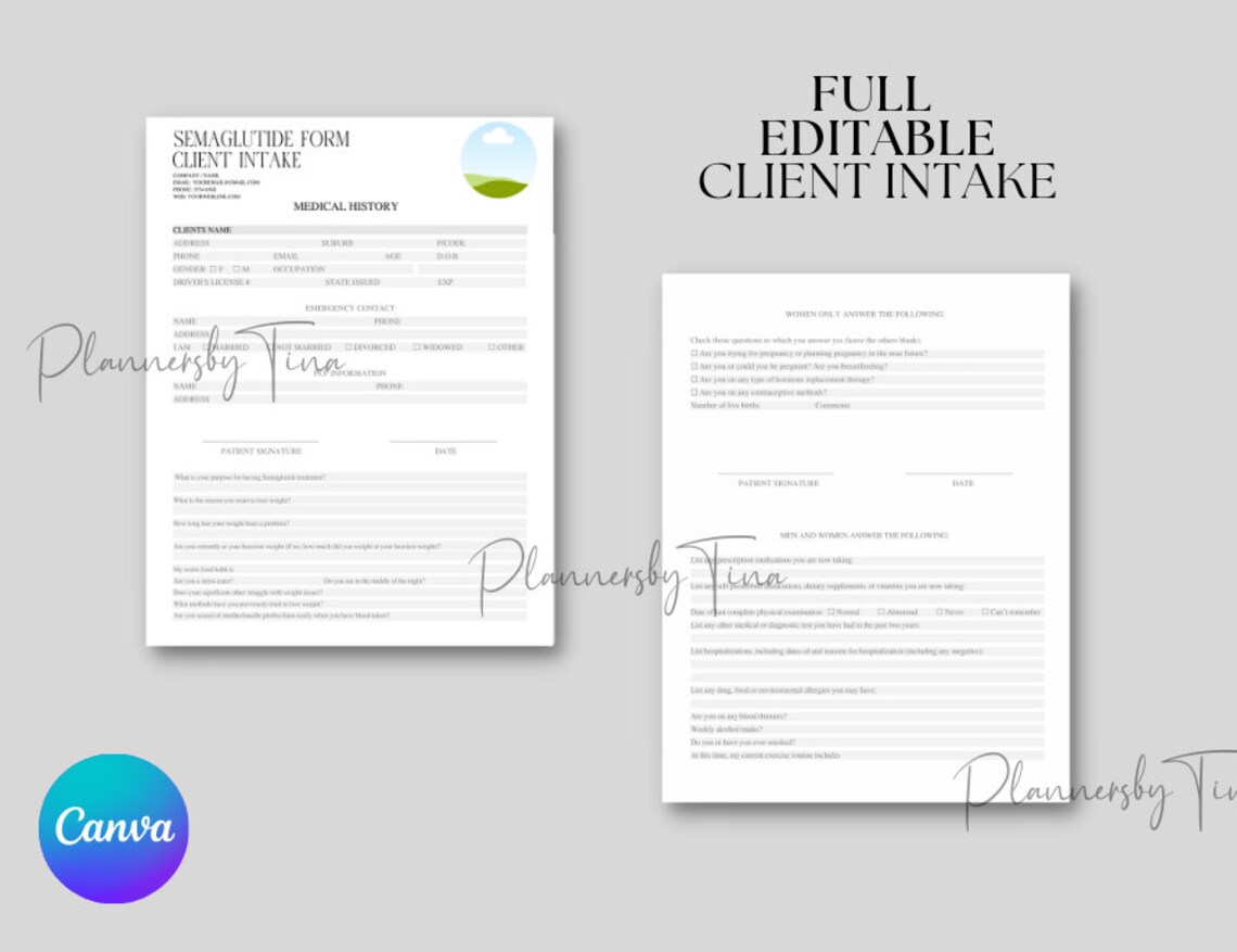 Editable Semaglutide Bundle Forms Template, Weight Loss Business ...