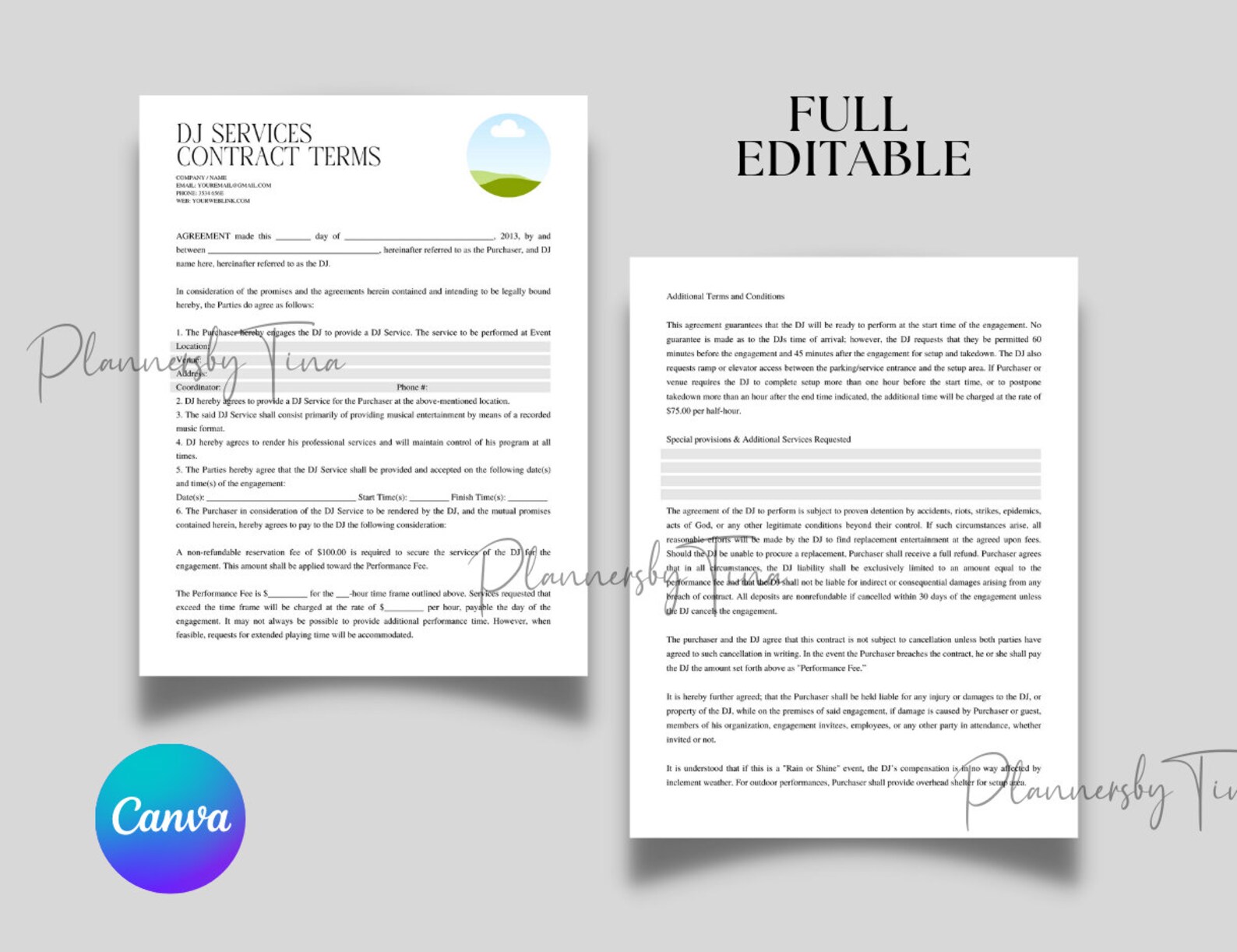 Editable and Printable Dj Services Contract Agreement Form, DJ Services ...