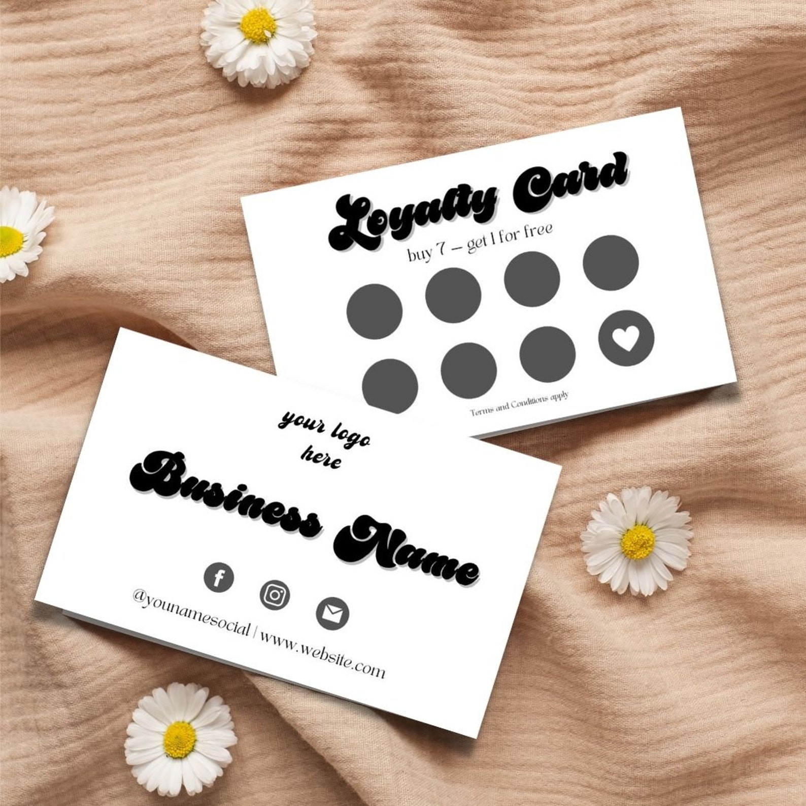 Editable and Printable Retro Loyalty Card Template, Customer Punch Card ...