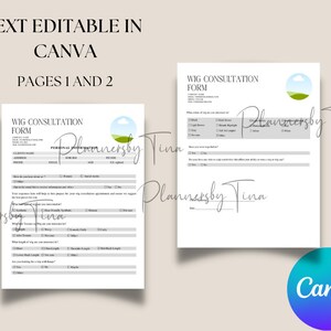 Editable and Printable Wig Consultation Form Template, Wigs Client Form ...