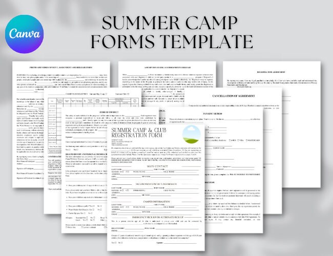 Editable and Printable Summer Camp Registration Form Template, Canva ...