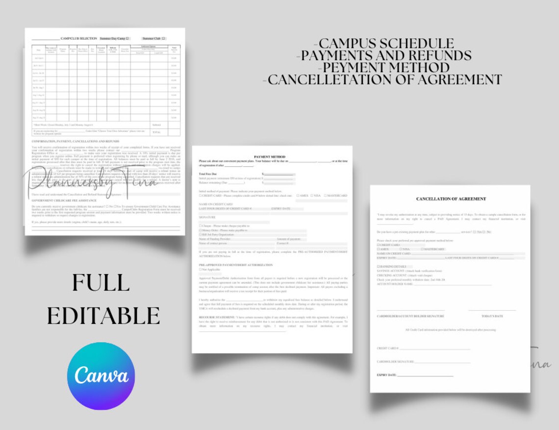 Editable and Printable Summer Camp Registration Form Template, Canva ...