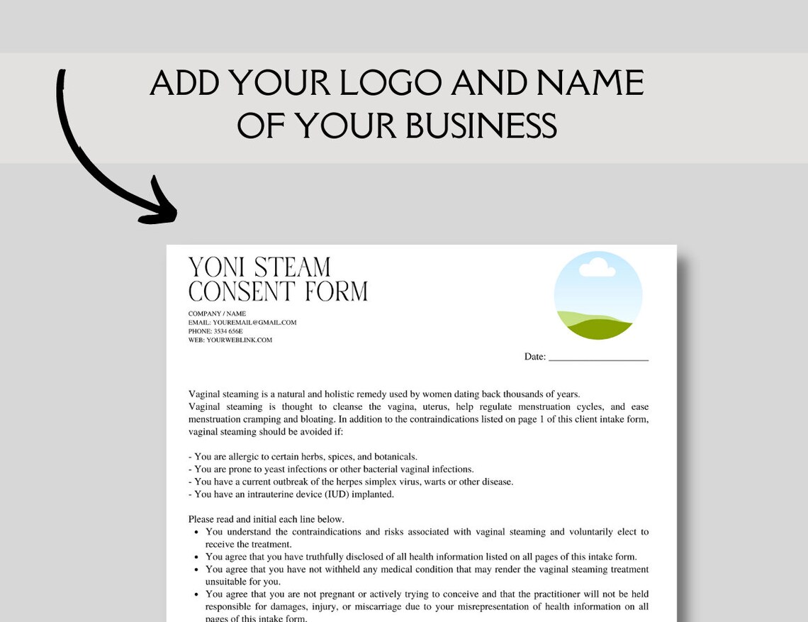 Editable and Printable Yodi Steam Consent Forms, Yodi Client Intake ...
