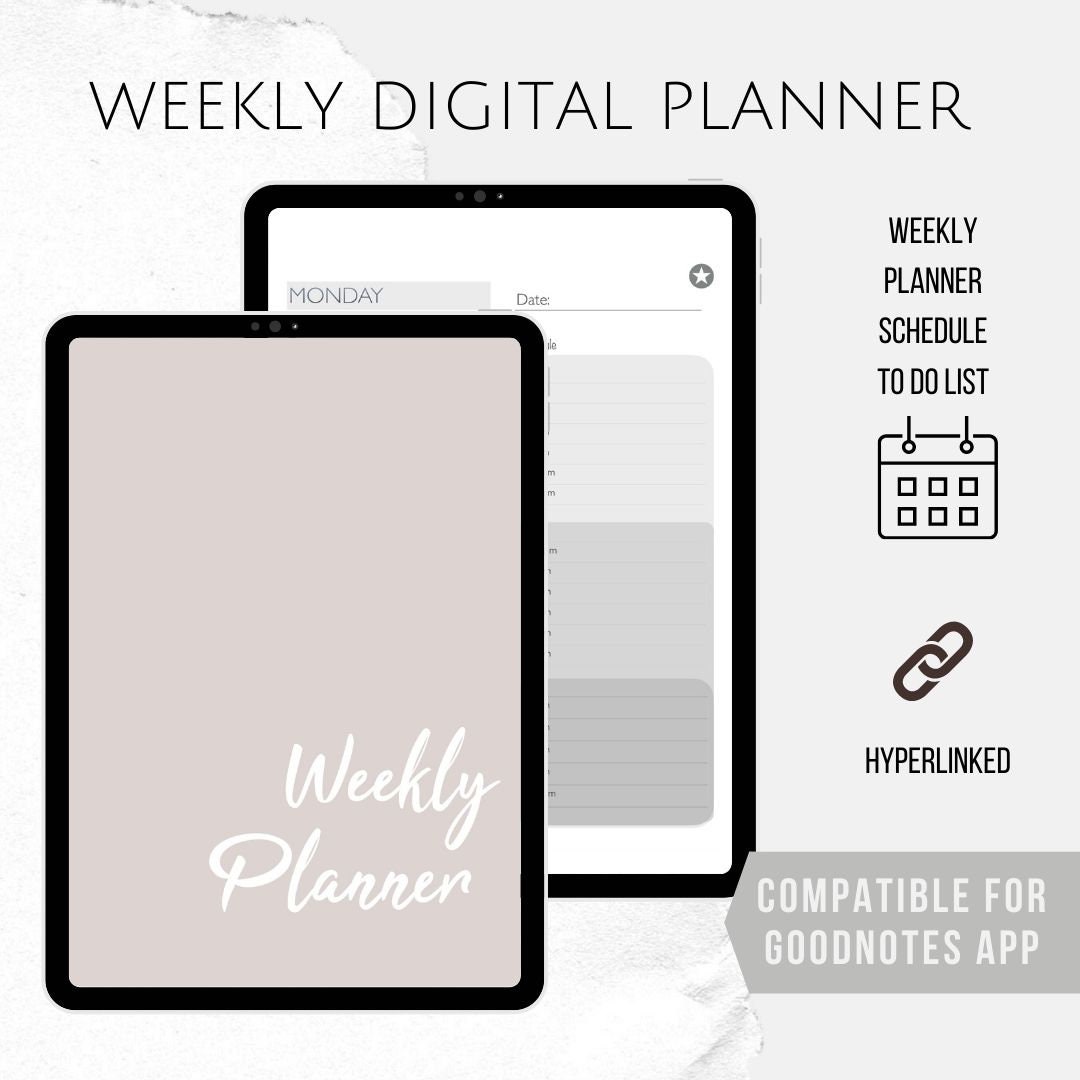 Digital and Printable Weekly Planner, iPad Weekly Planner, Daily to Do ...