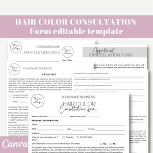 Editable and Printable Hair Color Consultation Form Template - Etsy
