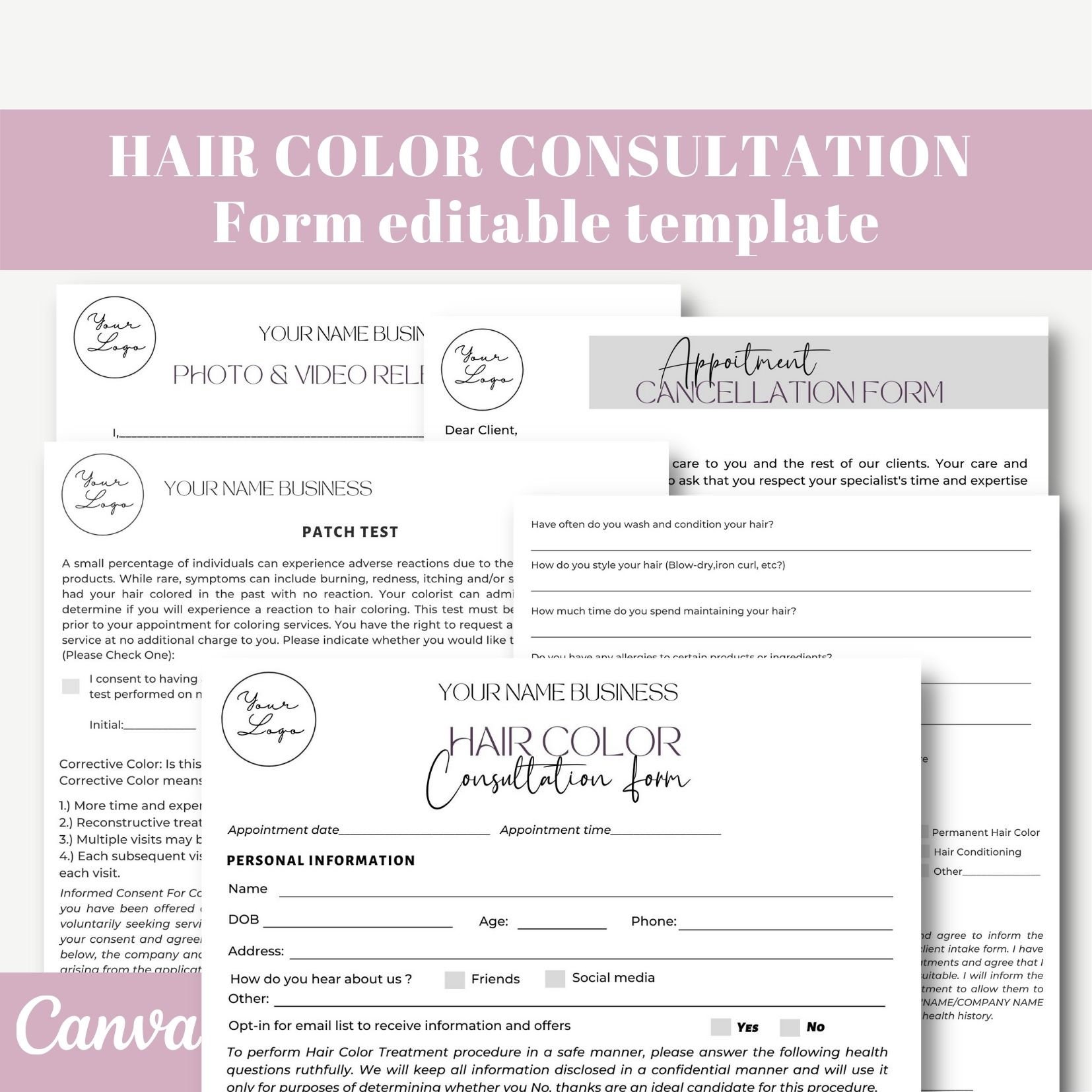 Editable and Printable Hair Color Consultation Form Template - Etsy ...