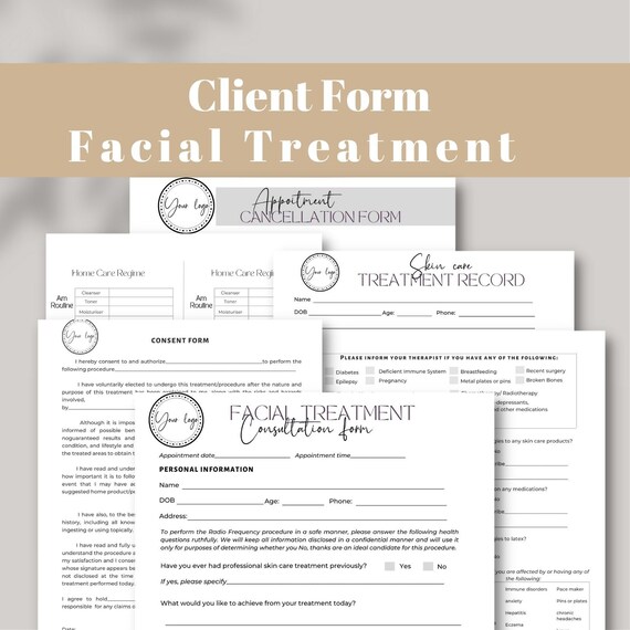 Editable and Printable Facial Treatment Forms Beauty Salon - Etsy