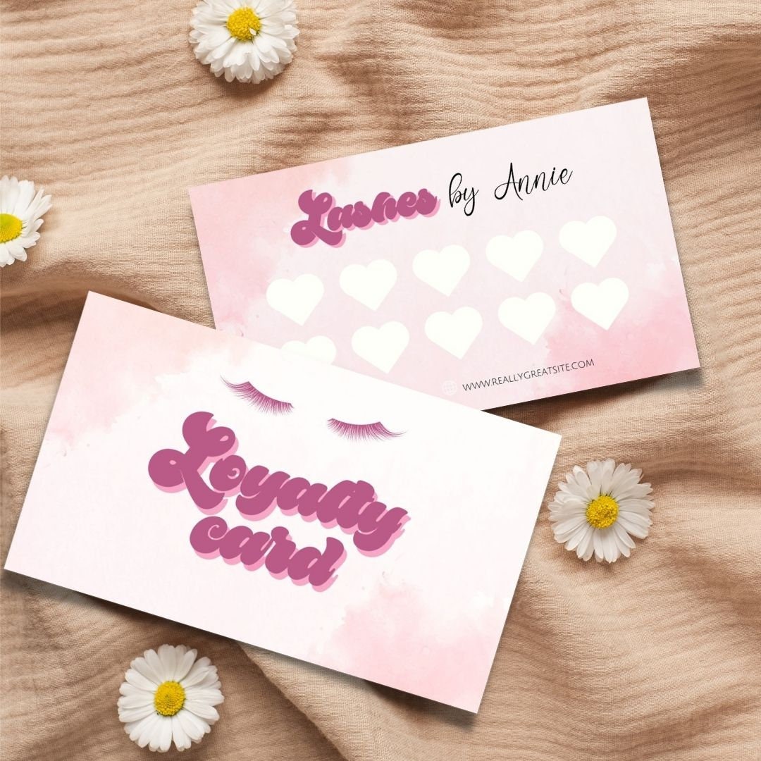 Editable and Printable Lash Loyalty Card Pink Retro Theme - Etsy