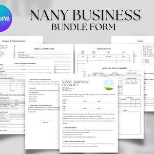 Editable and Printable Nanny Business Form Bundle Template, Nanny ...