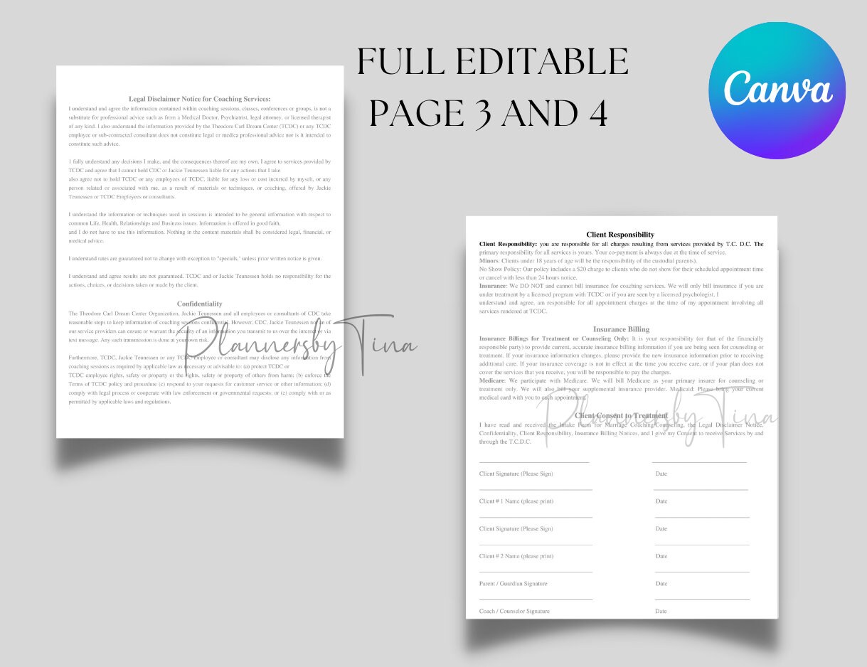 Editable and Printable Marriage Coaching Client Intake Form Template ...