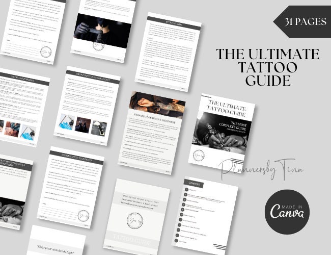 Tattoo Artist Forms Bundle Plus Elegant Tattoo Guide Training Manual ...