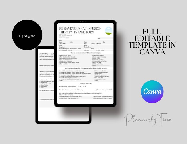 Editable IV Infusion Therapy Forms Template, IV Fluid Therapy Consent ...