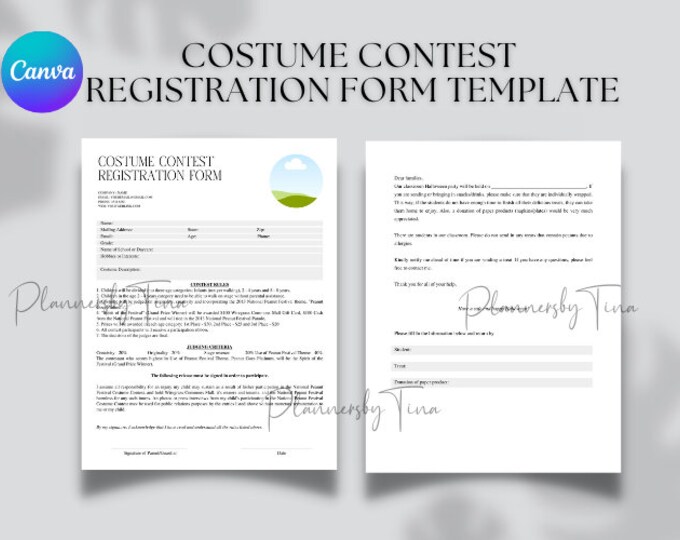 Editable Halloween Costume Contest Registration Form Template, Costume ...