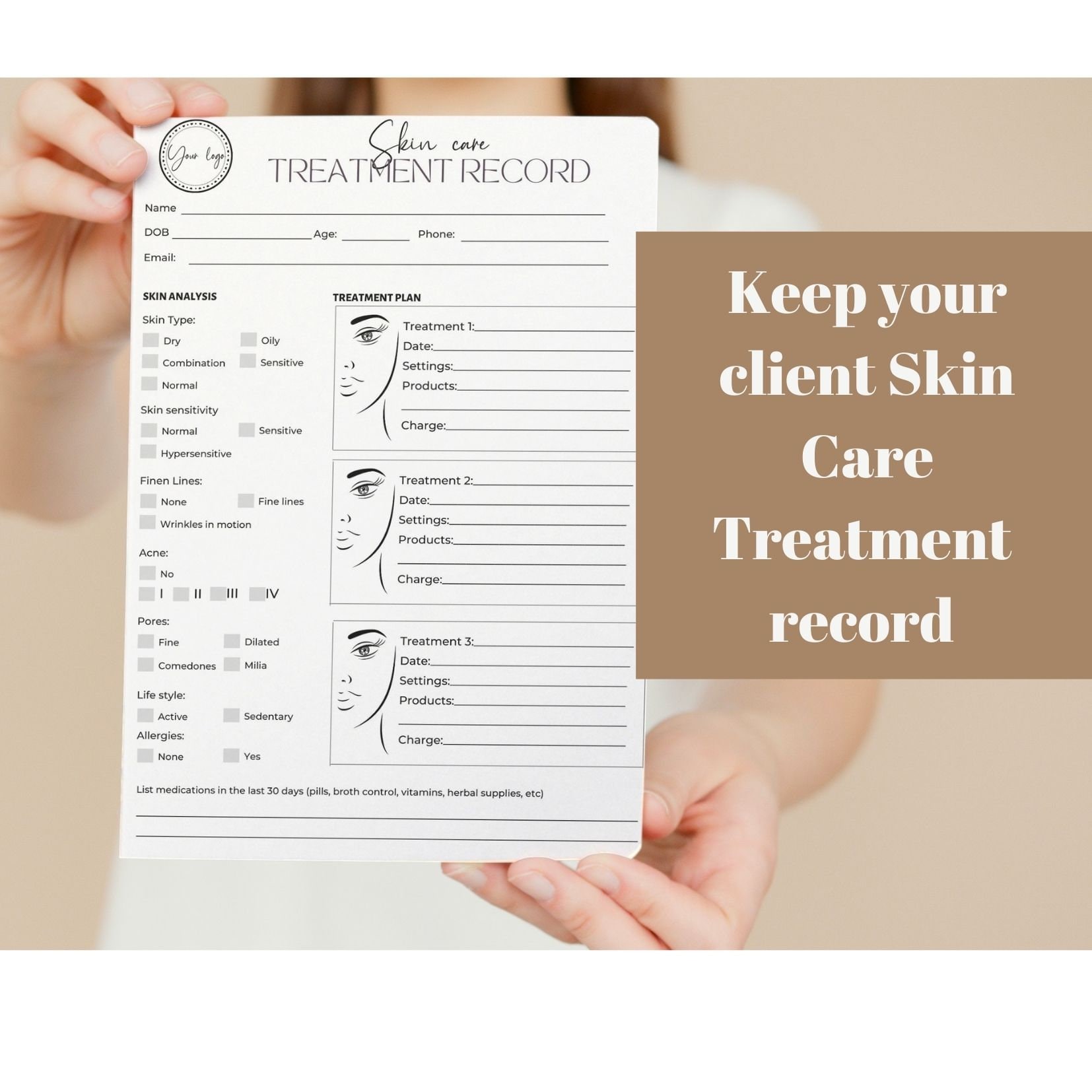 Editable and Printable Facial Treatment Forms, Beauty Salon Forms ...