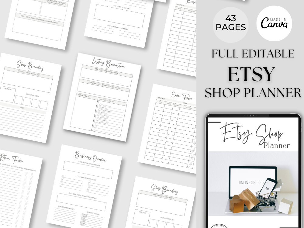 Editable and Printable Etsy Shop Planner Template, Etsy Seller Planner ...