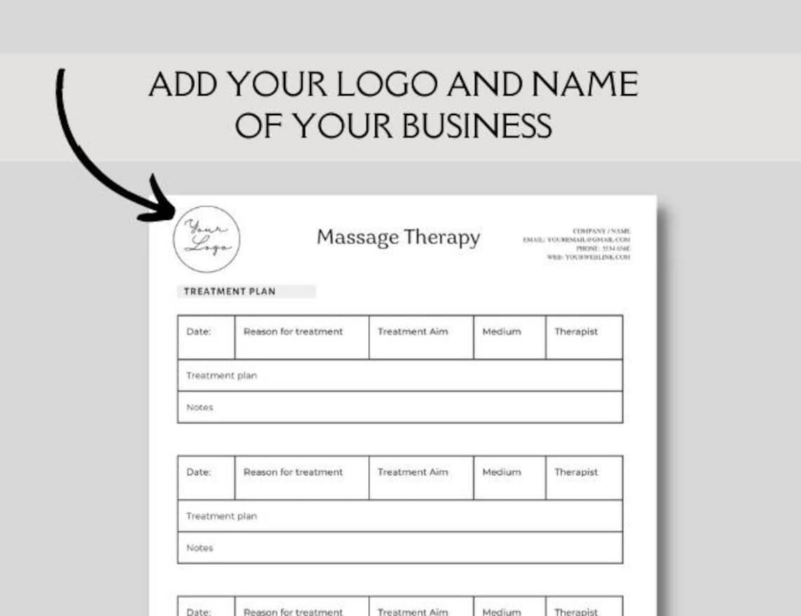 Editable and Printable Massage Therapist Client Forms, Massage Business ...